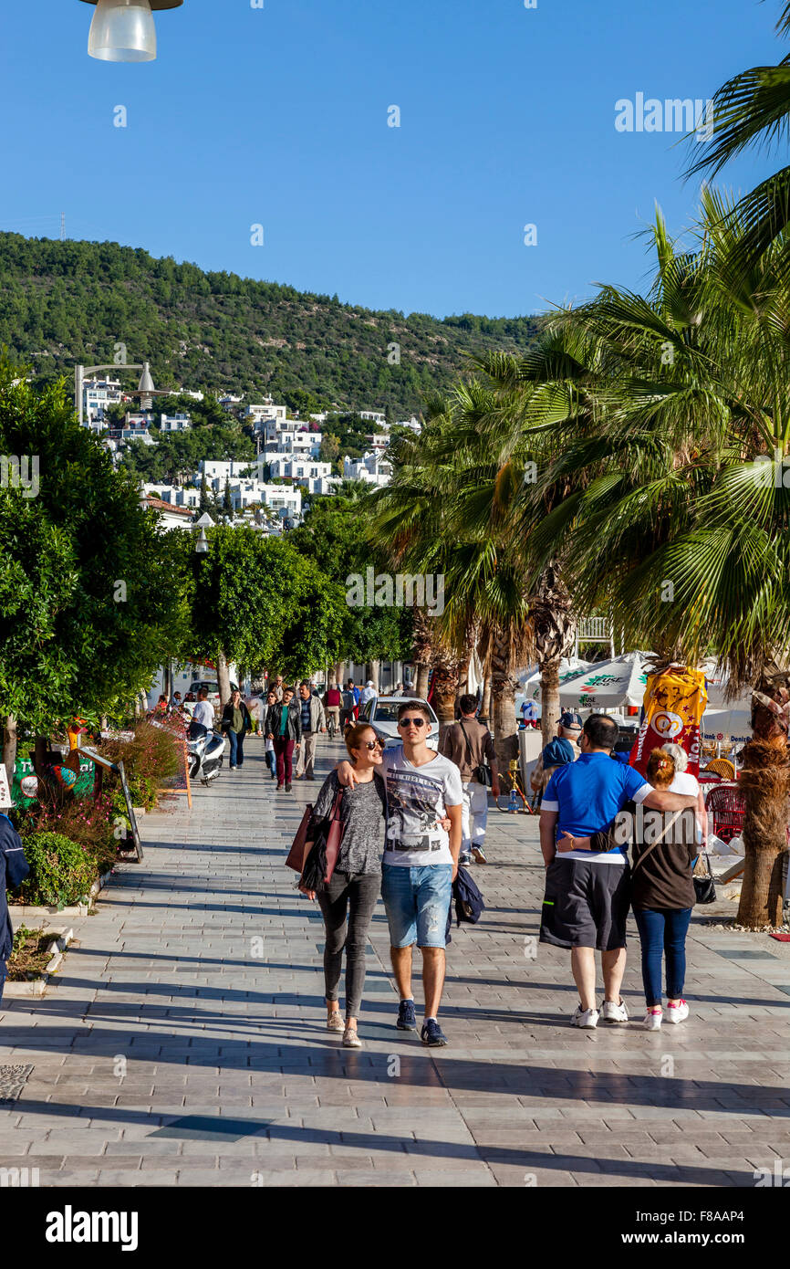 Couples Walking Along The Seafront, Bodrum, Mugla Province, Turkey ...
