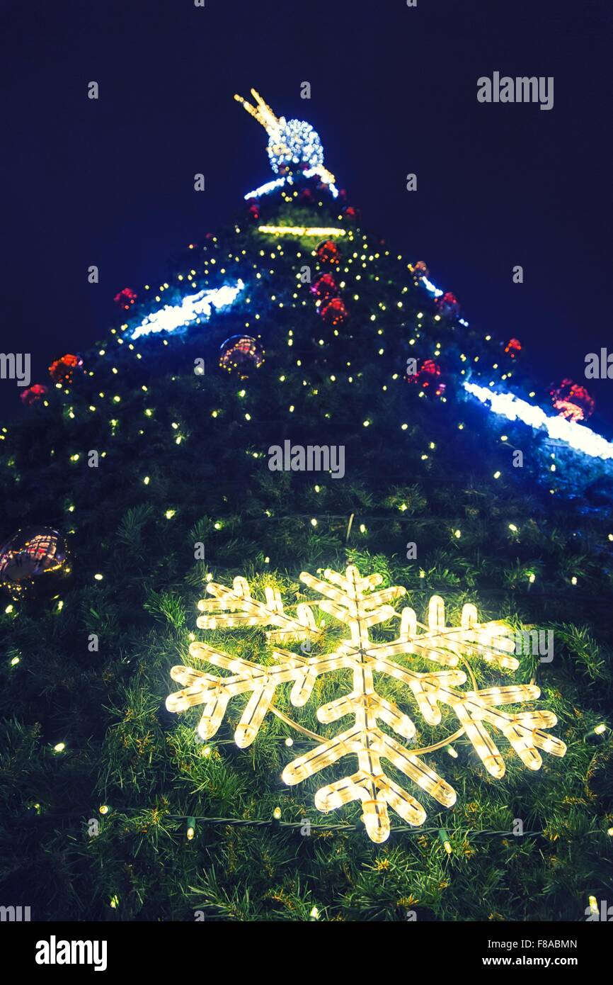 Christmas Tree at Night Stock Photo - Alamy