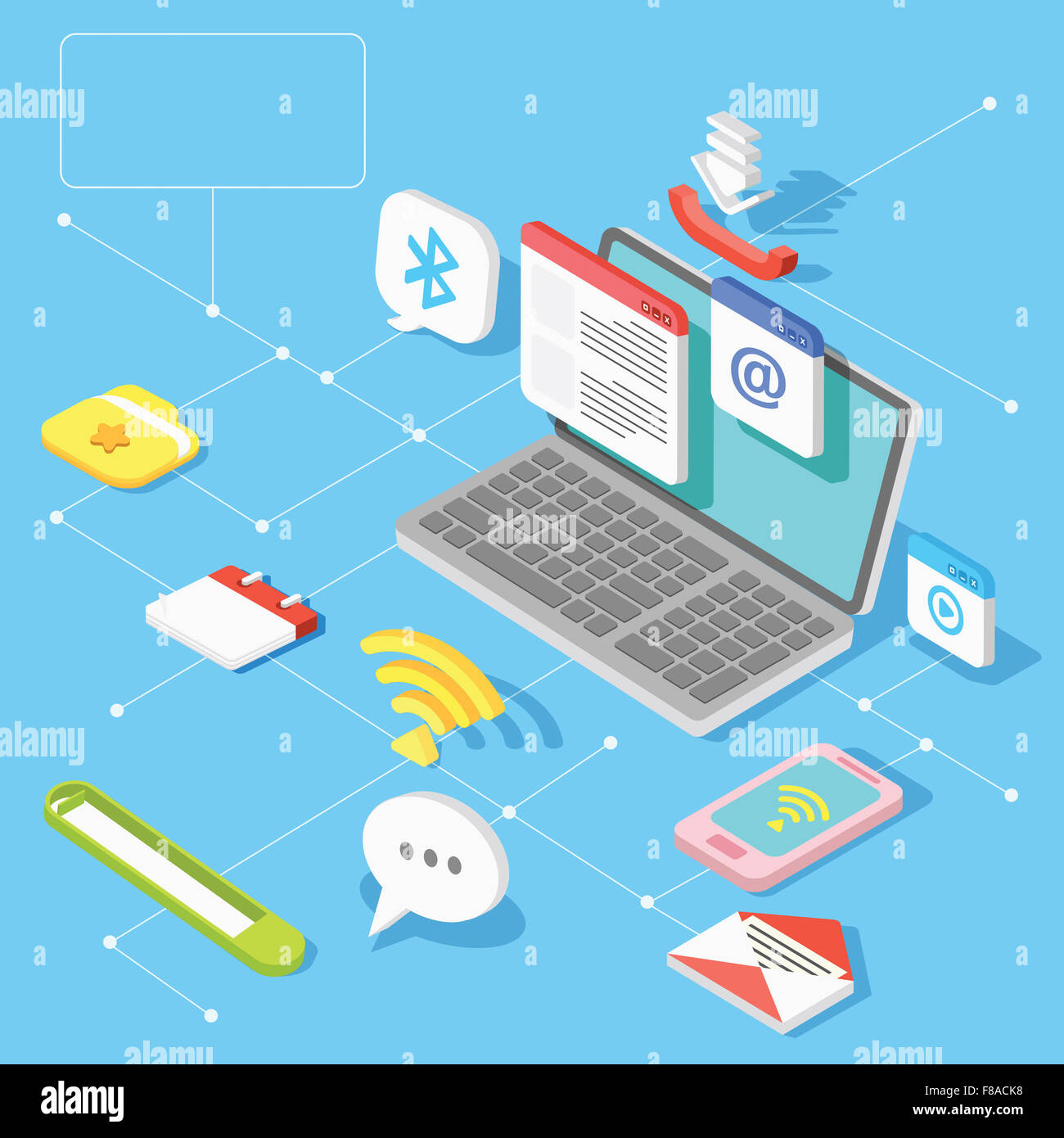 Objects for mobile communication network and business Stock Photo - Alamy
