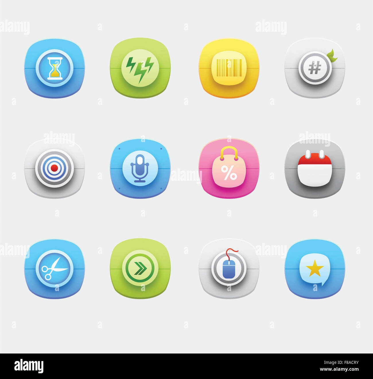 Set of application button icons Stock Photo - Alamy