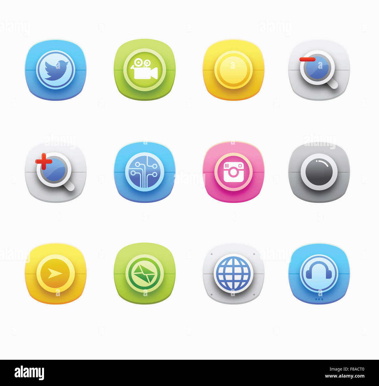 Set of various application button icons Stock Photo - Alamy