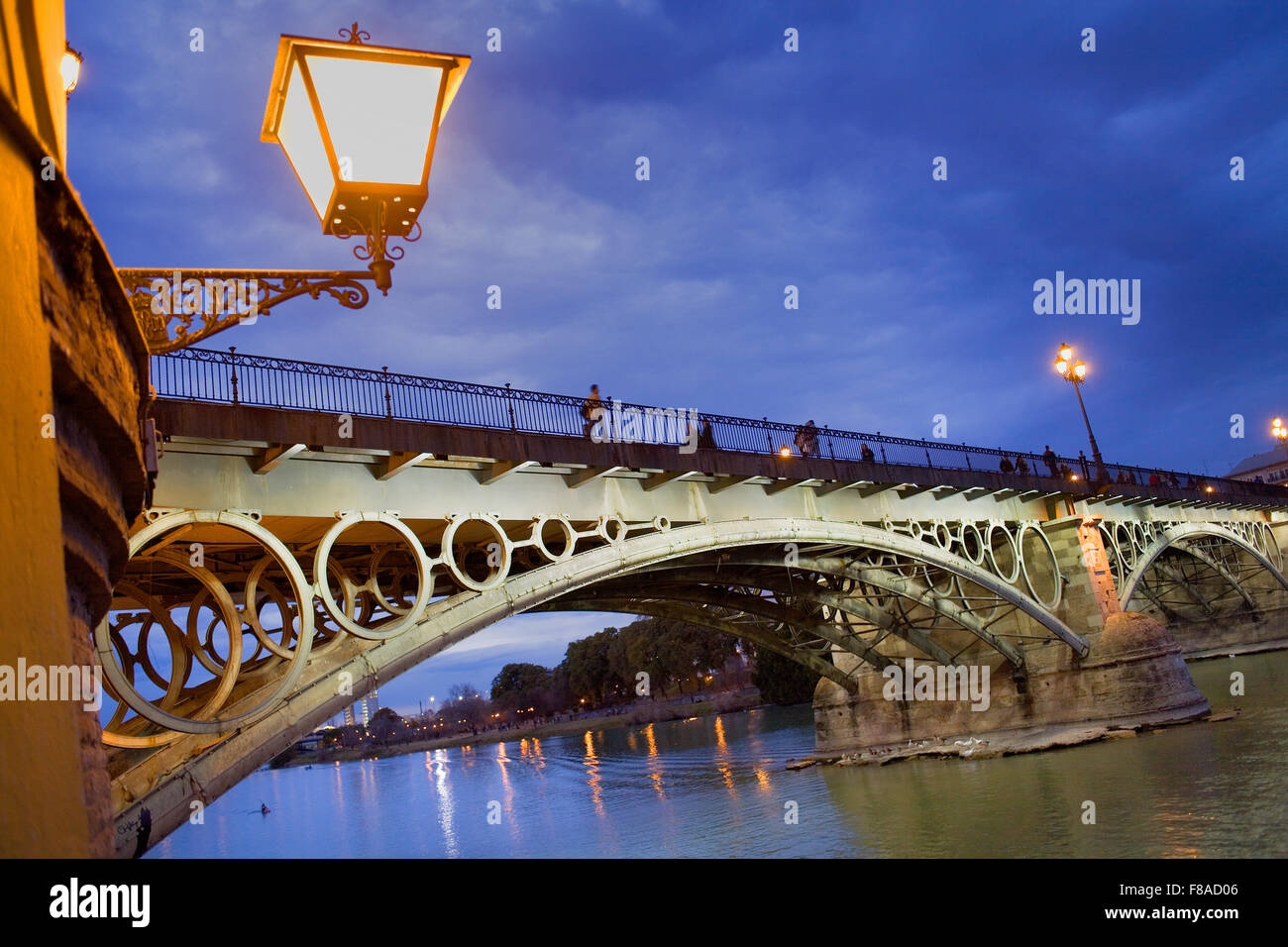 Isabel II bridge or Triana bridge. Guadalquivir river. Seville ...