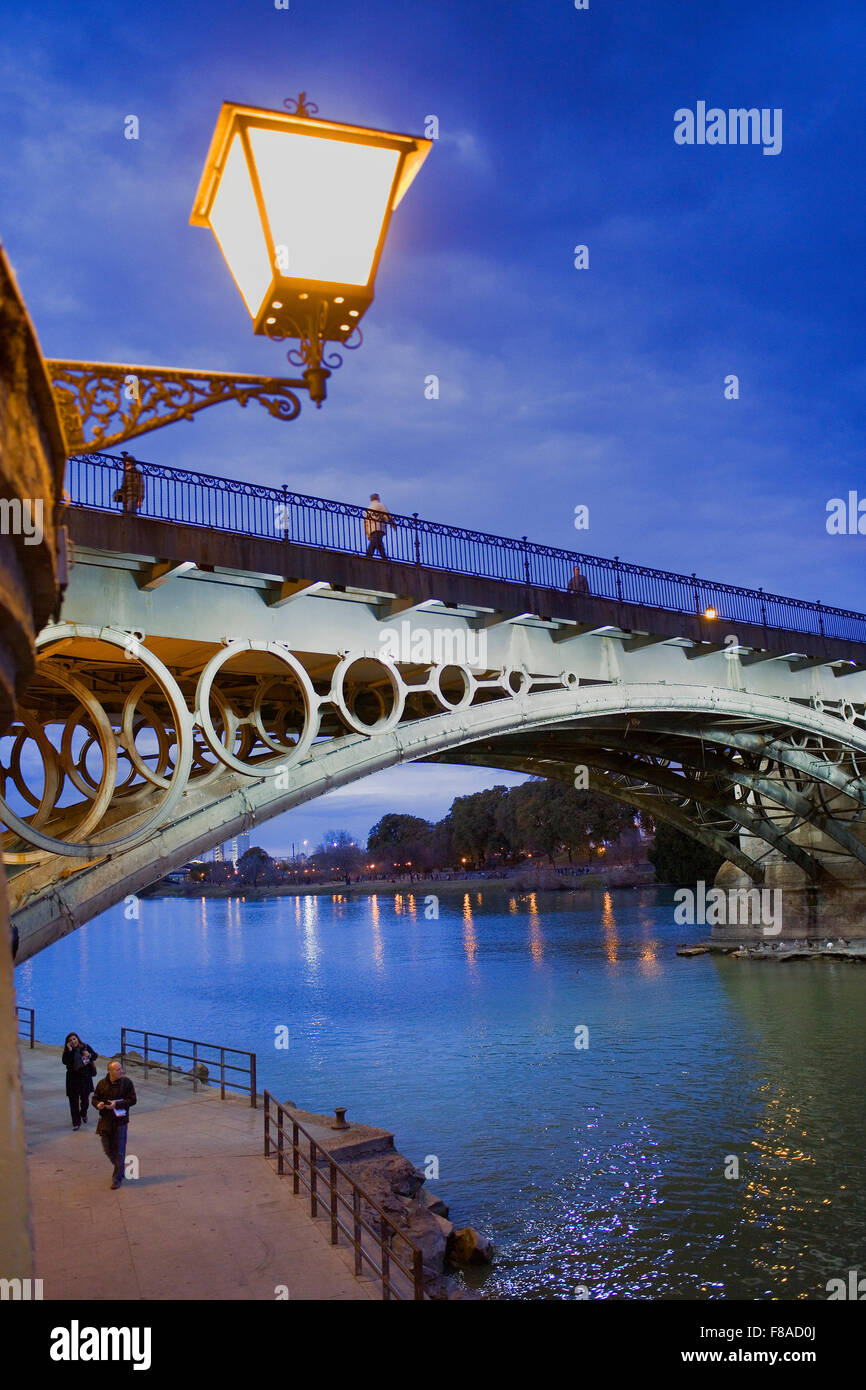 Isabel II bridge or Triana bridge. Guadalquivir river. Seville ...