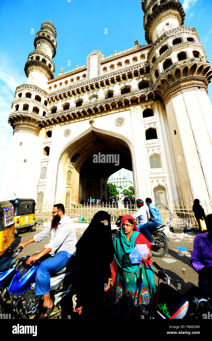 The beautiful Charminar monument and the bustling markets around it ...