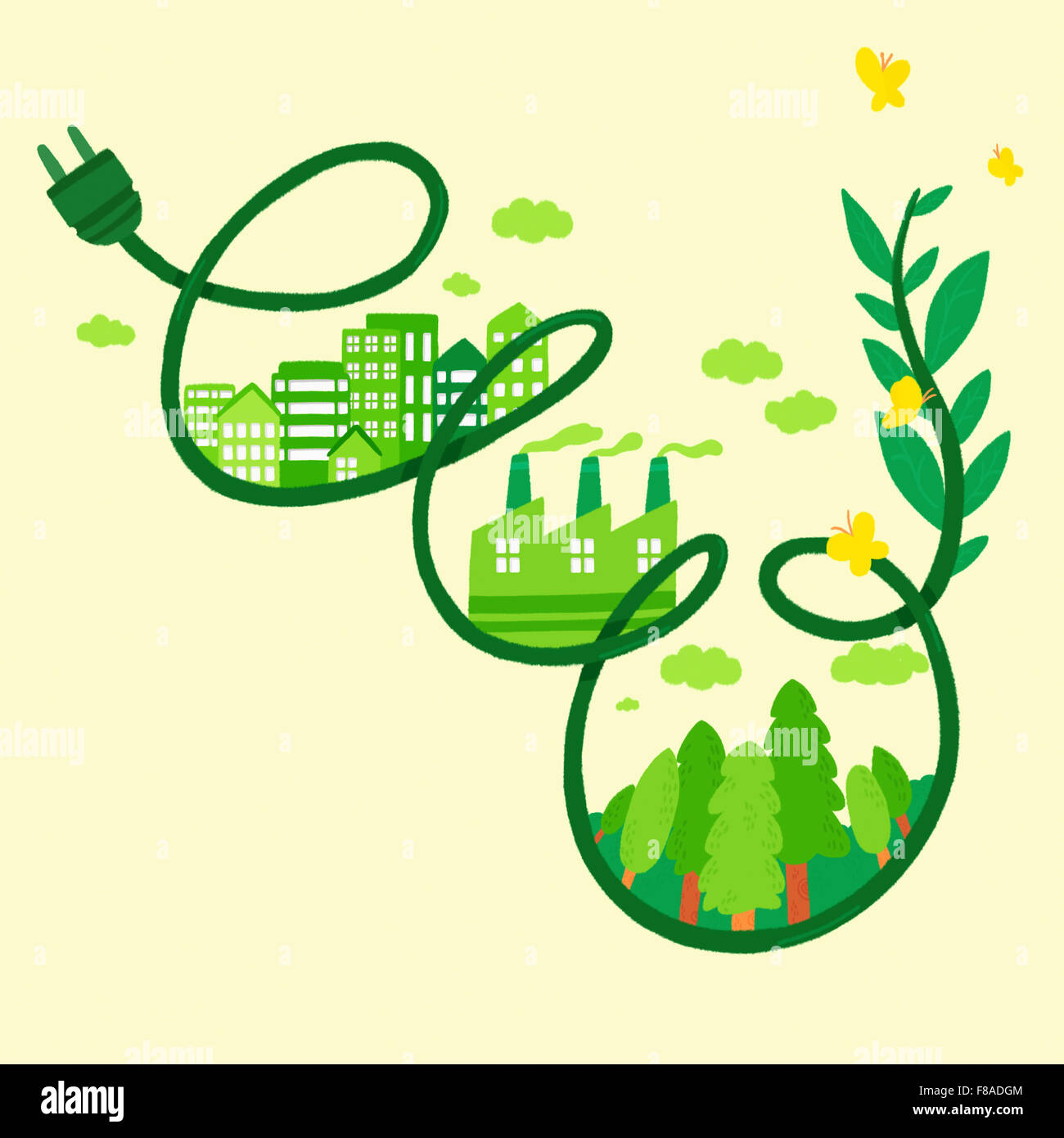 Plug with ecological green energy from nature Stock Photo - Alamy