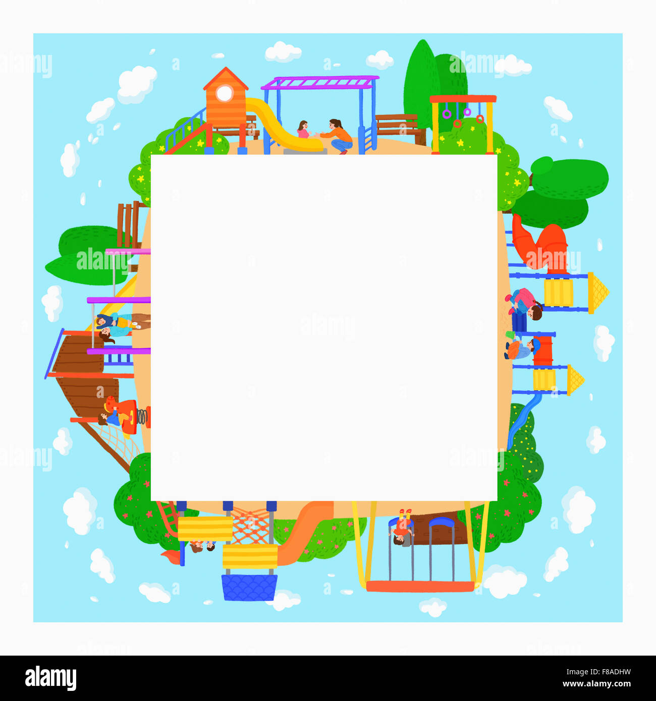 Square frame with peope at playground Stock Photo - Alamy