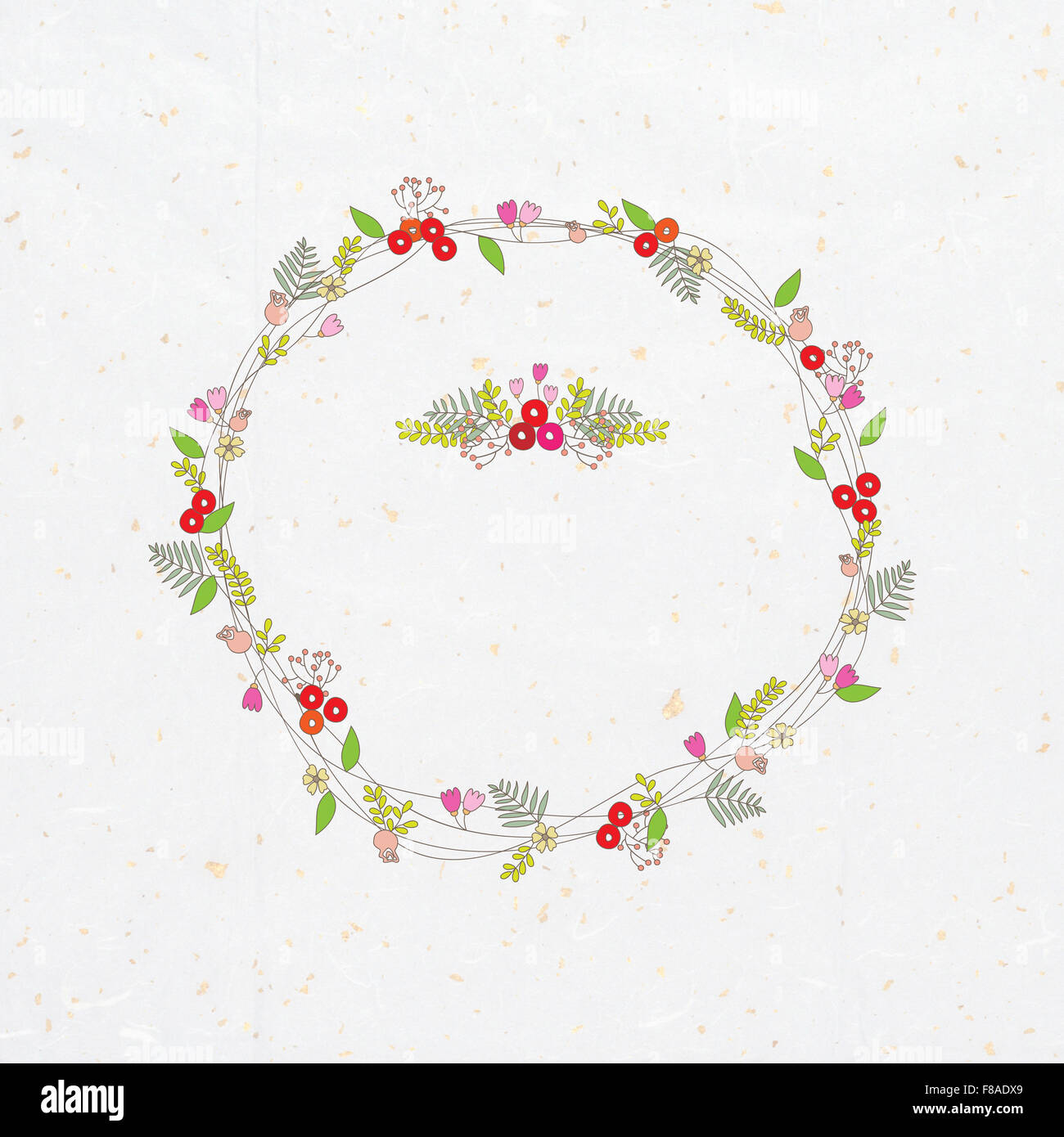 Circle frame with flowers and plants Stock Photo - Alamy