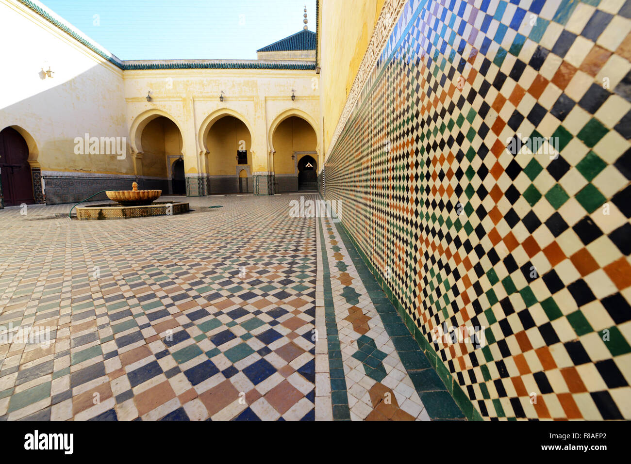 Beautiful Zellige flooring and fountain inside the mausoleum of moulay ...