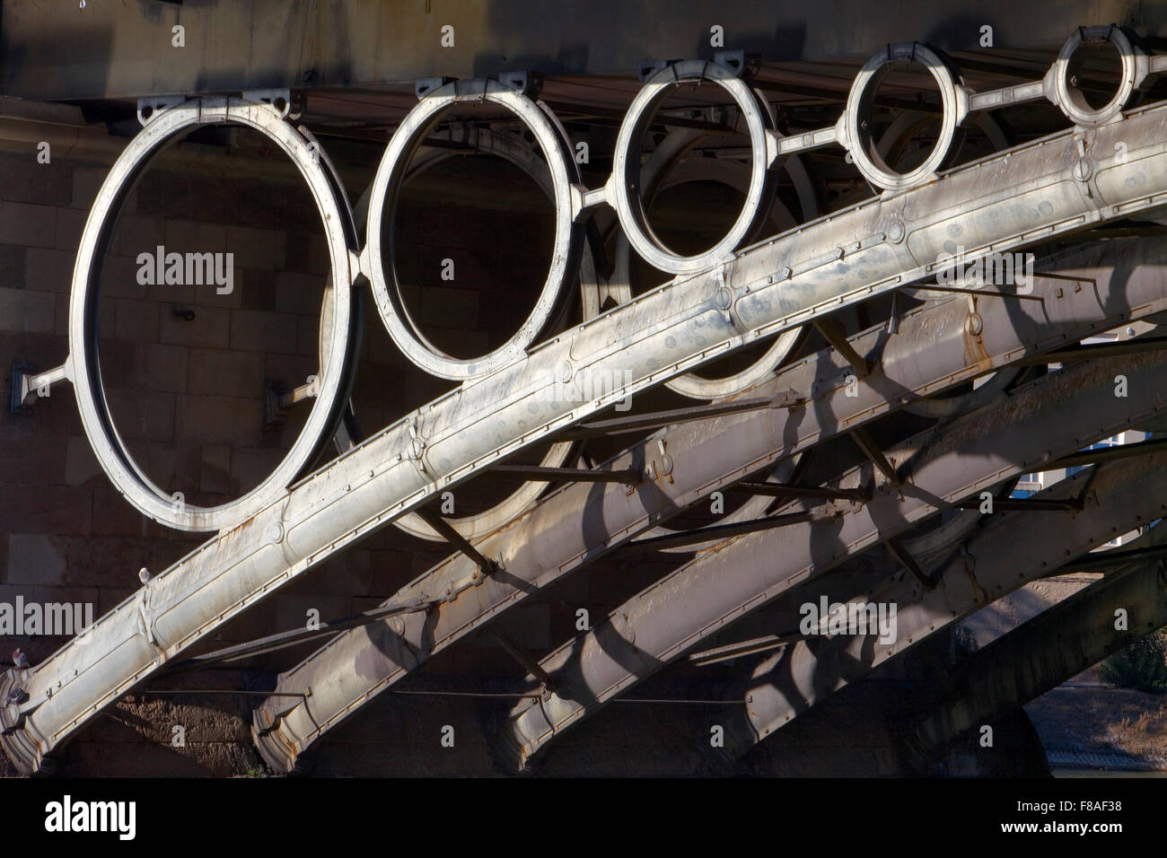 Detail of Isabel II bridge or Triana bridge. Guadalquivir river ...