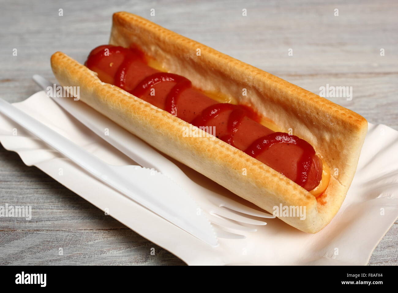 Hot Dog with Ketchup Stock Photo - Alamy