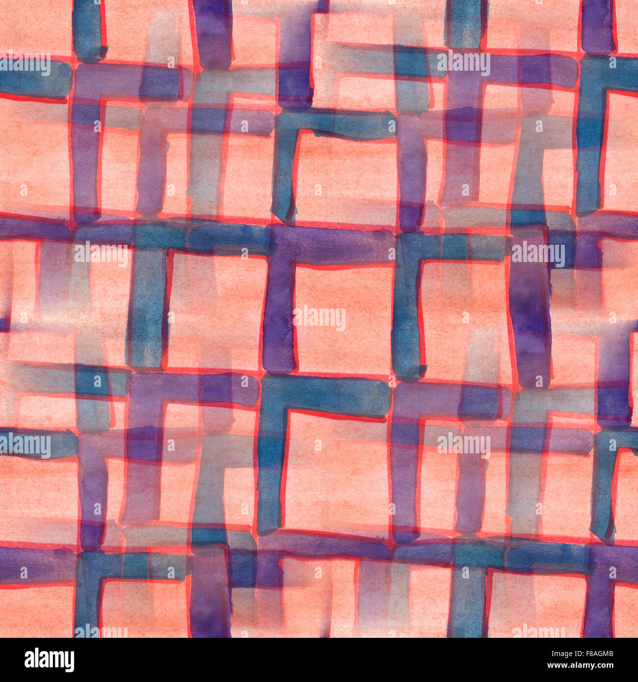 Seamless blue red watercolor square mesh background wallpaper Stock ...