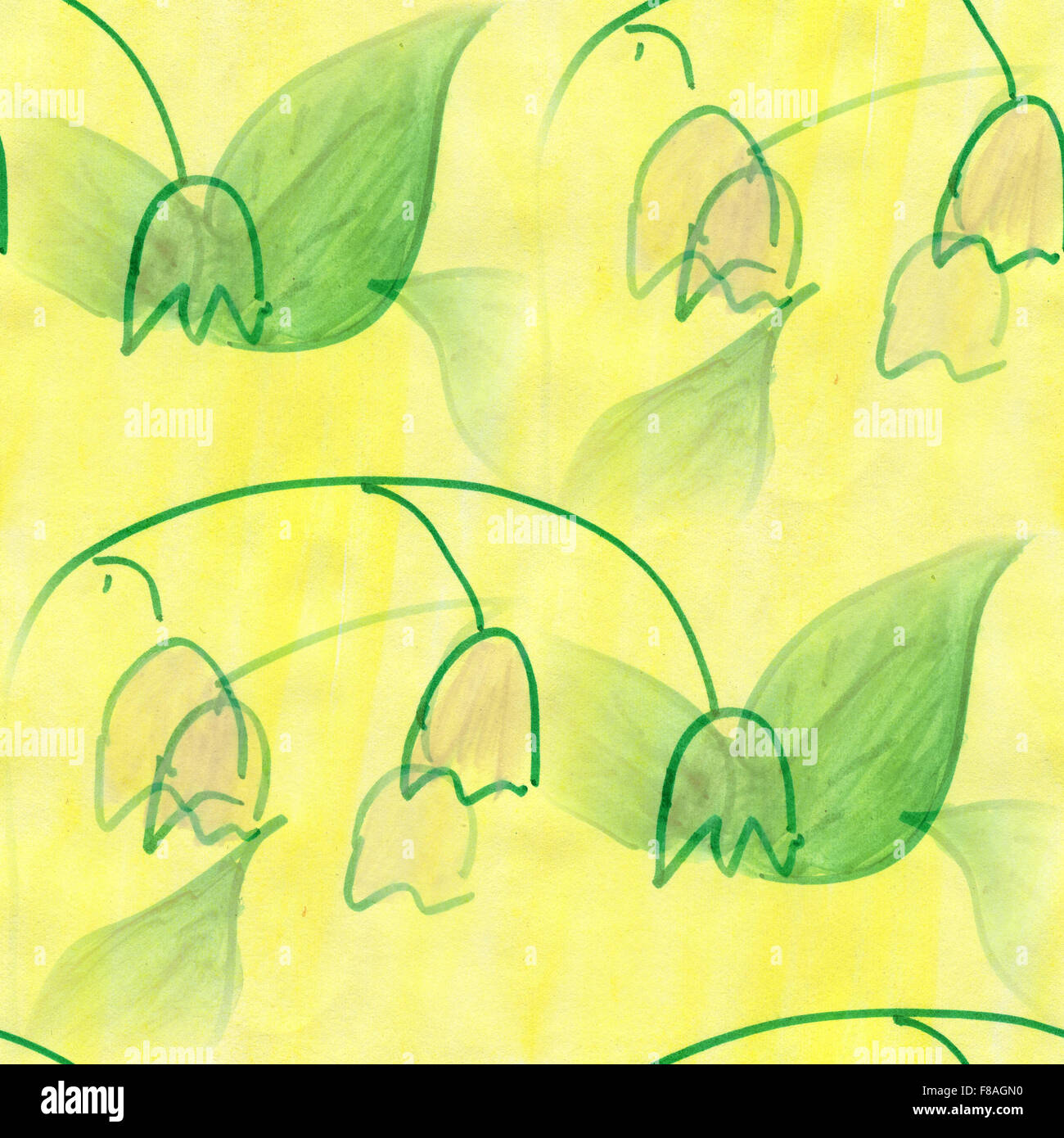 watercolor flowers seamless yellow bell handmade wallpaper background ...