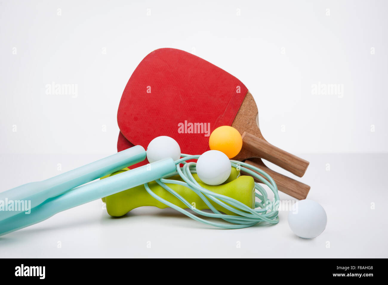 Set of tools for health and exercise Stock Photo - Alamy
