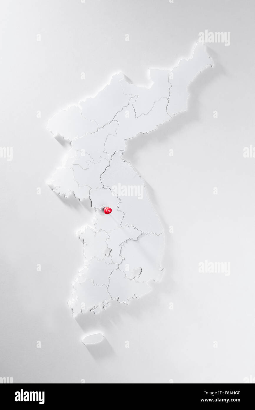 Map of Korea and a pin pinned on the map Stock Photo - Alamy