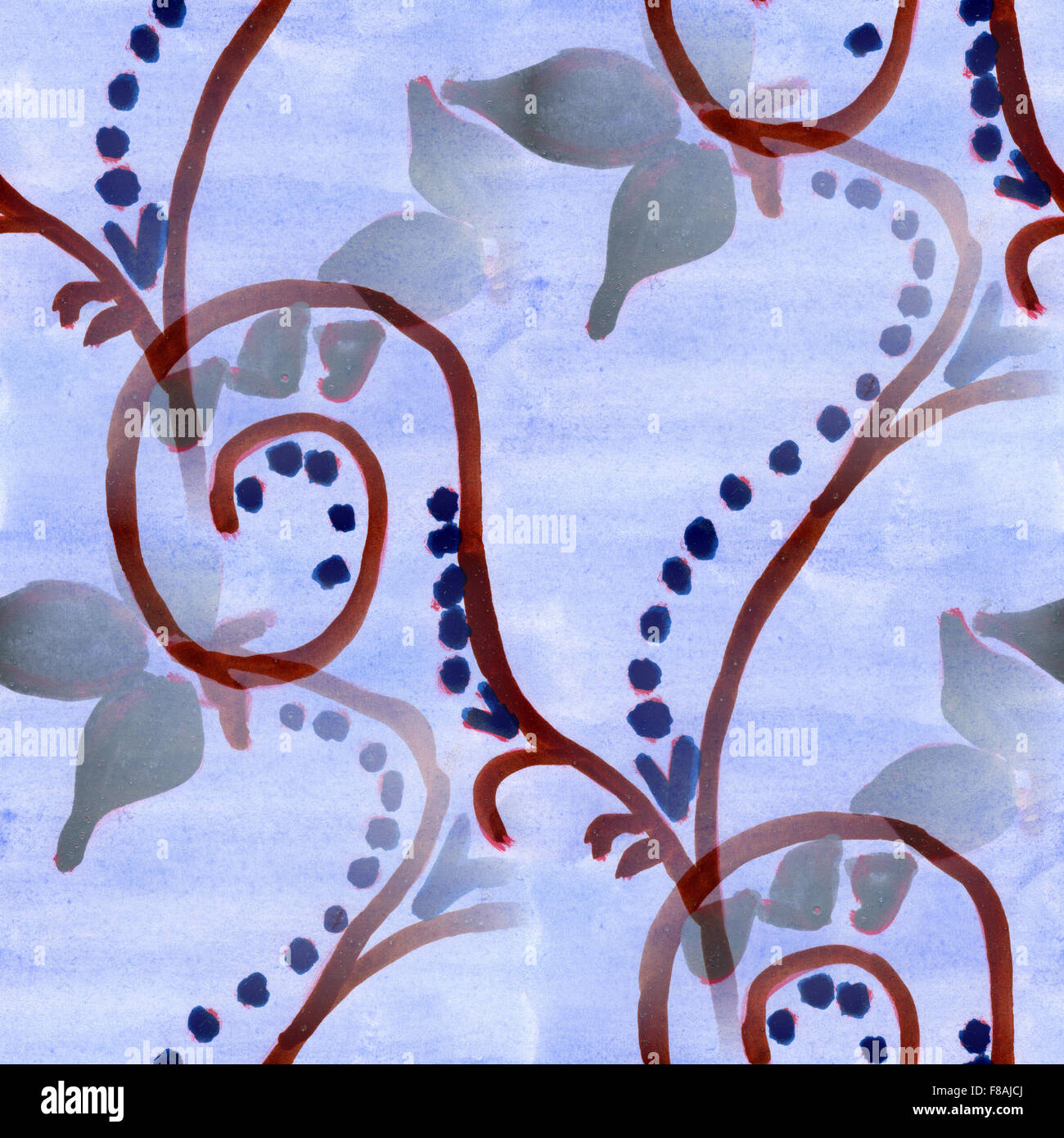 watercolor blue flowers seamless handmade wallpaper background Stock ...