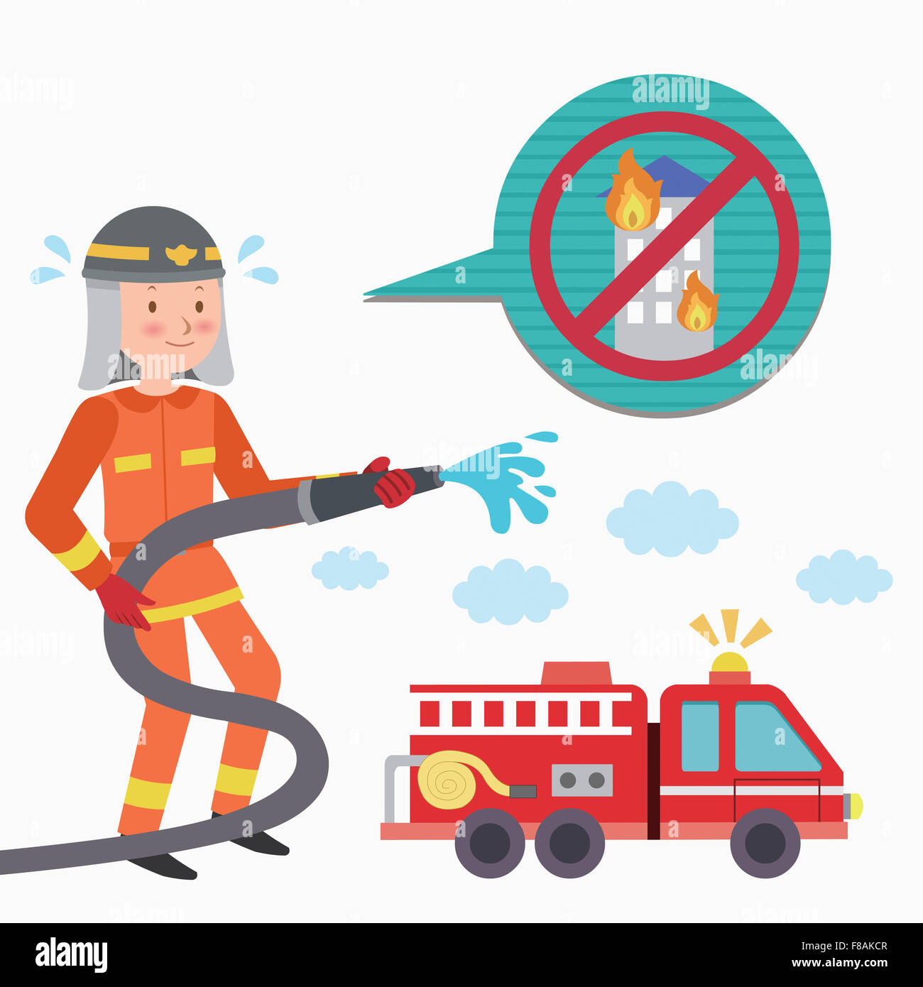 Emergency service with fire Stock Photo - Alamy