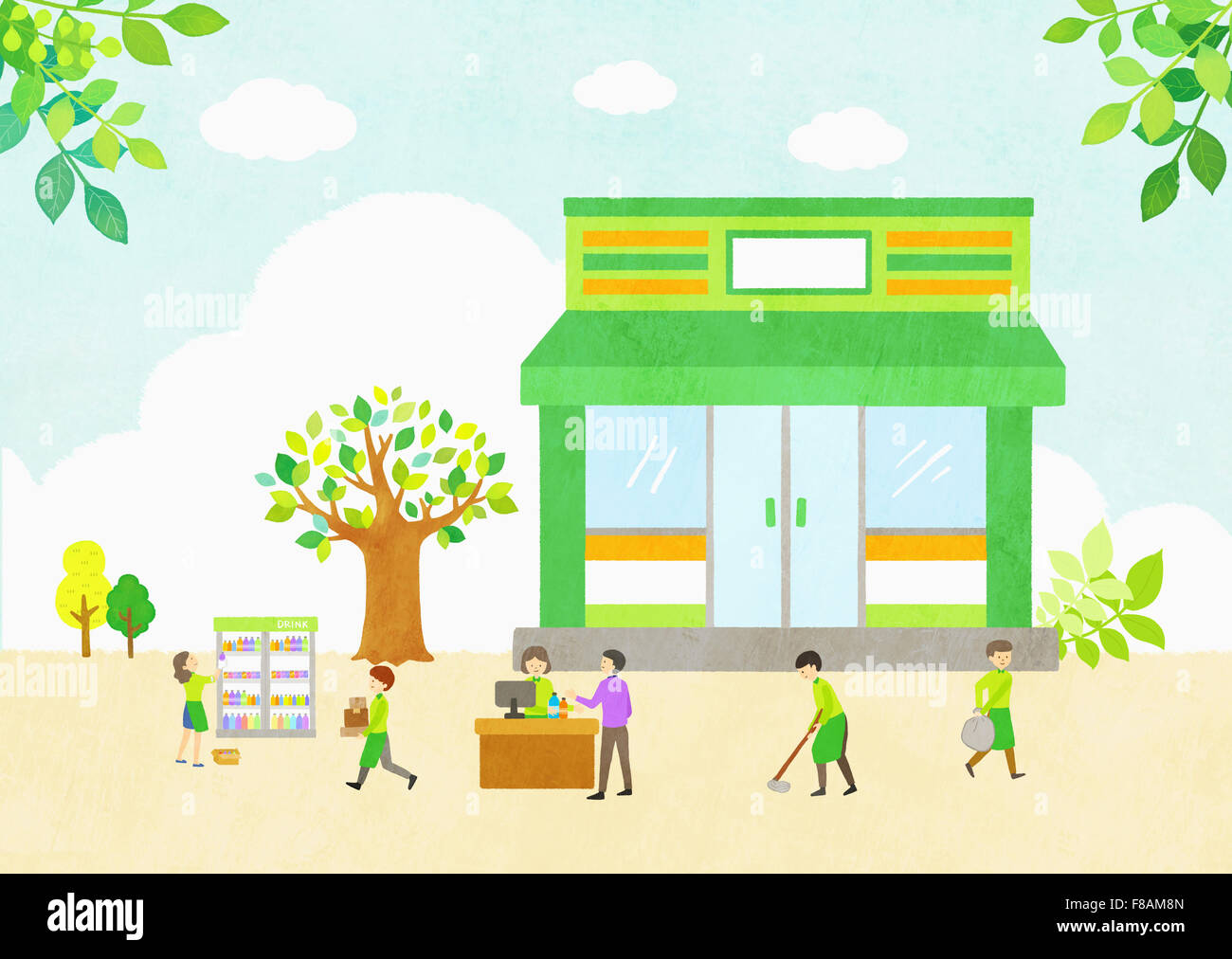 Lifestyle of workers at convenience store Stock Photo - Alamy