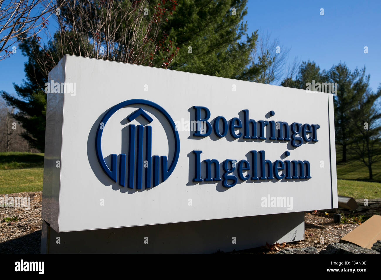 A logo sign outside of a facility occupied by Boehringer Ingelheim in ...