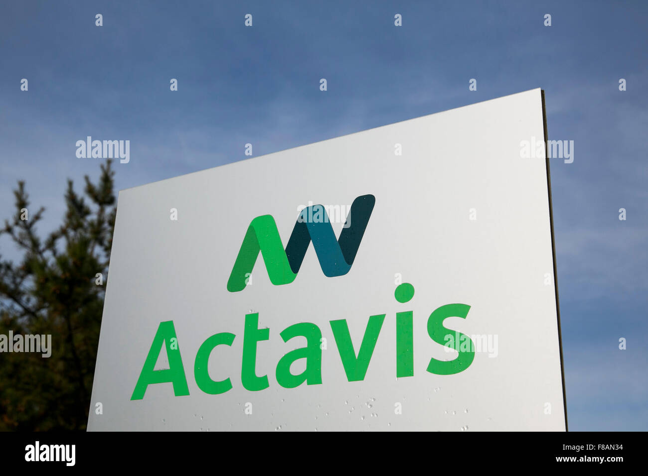 A logo sign outside of a facility occupied by Actavis in Dover, New ...