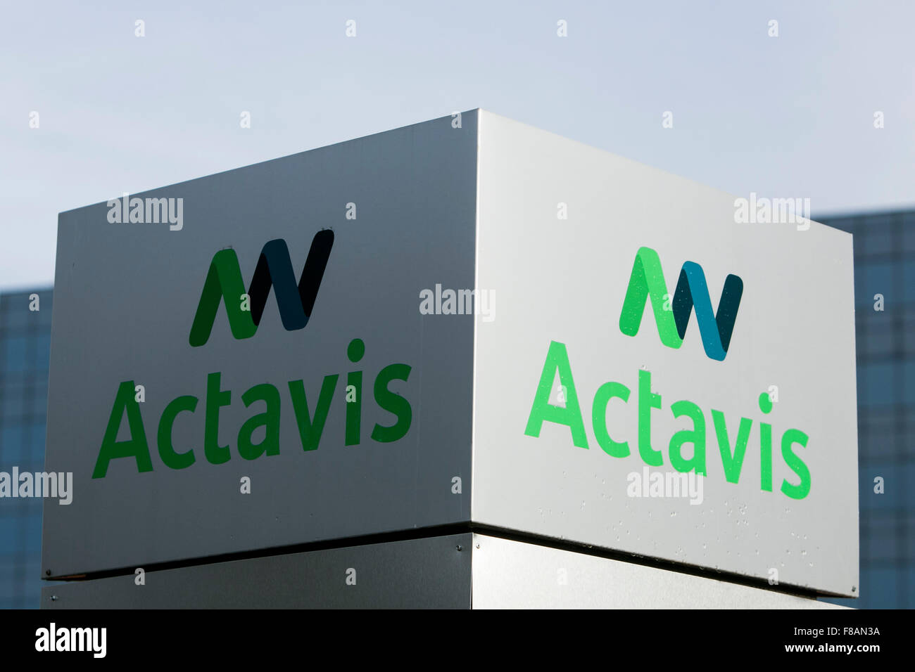 A logo sign outside of a facility occupied by Actavis in Dover, New ...