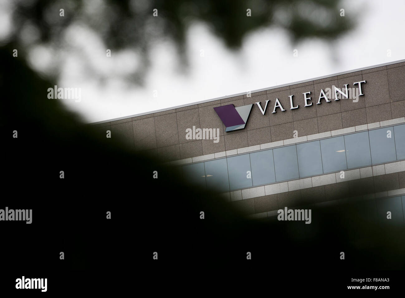 A logo sign outside of a facility occupied by Valeant Pharmaceuticals ...