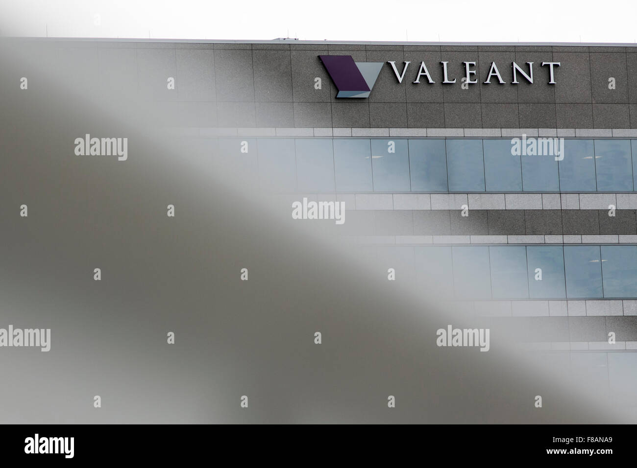 A logo sign outside of a facility occupied by Valeant Pharmaceuticals ...