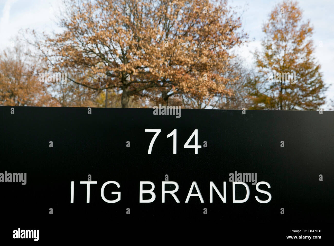 A logo sign outside of the headquarters of the ITG Brands in Greensboro ...