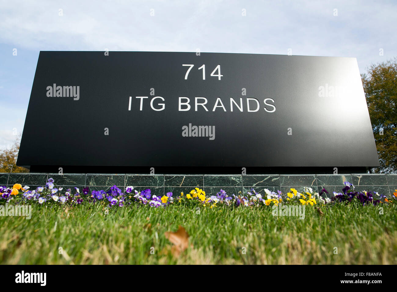 A logo sign outside of the headquarters of the ITG Brands in Greensboro ...