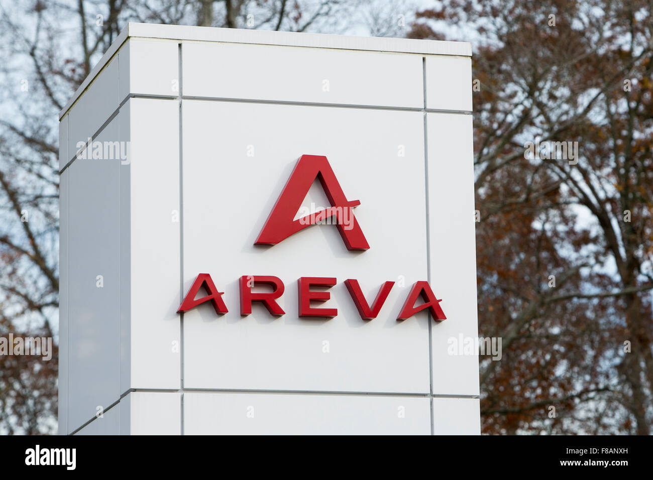 A logo sign outside of the North American headquarters of Areva in ...
