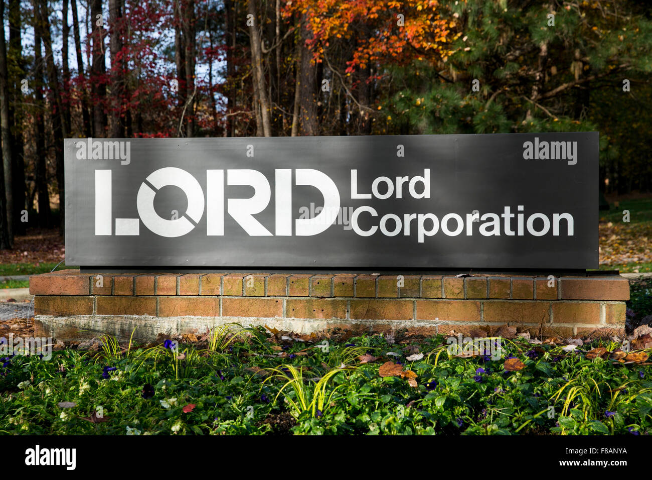A logo sign outside of the headquarters of The Lord Corporation in Cary ...