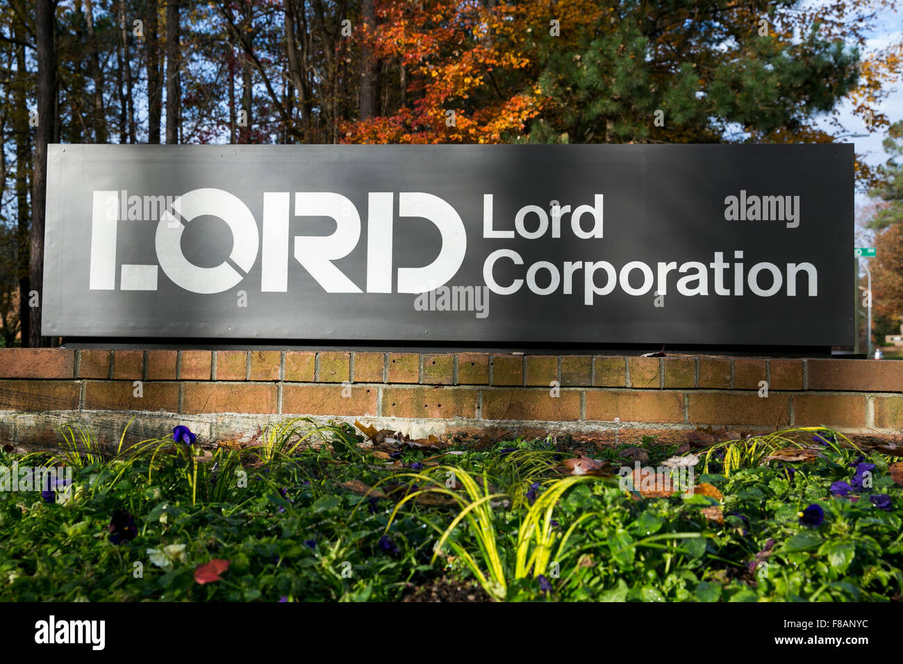 A logo sign outside of the headquarters of The Lord Corporation in Cary ...