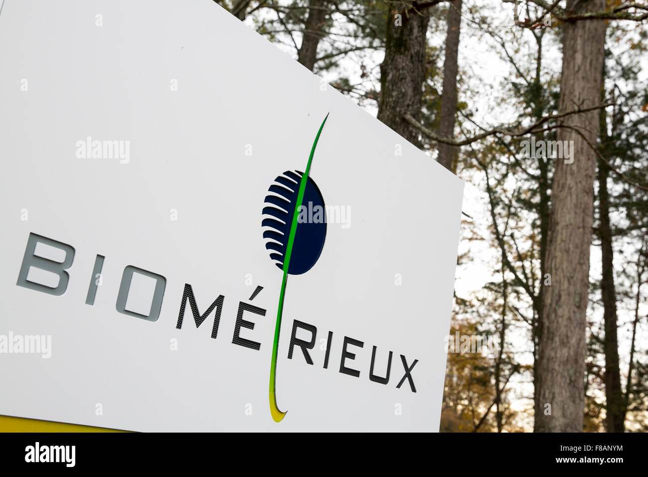 A logo sign outside of a facility occupied by BioMérieux in Durham ...
