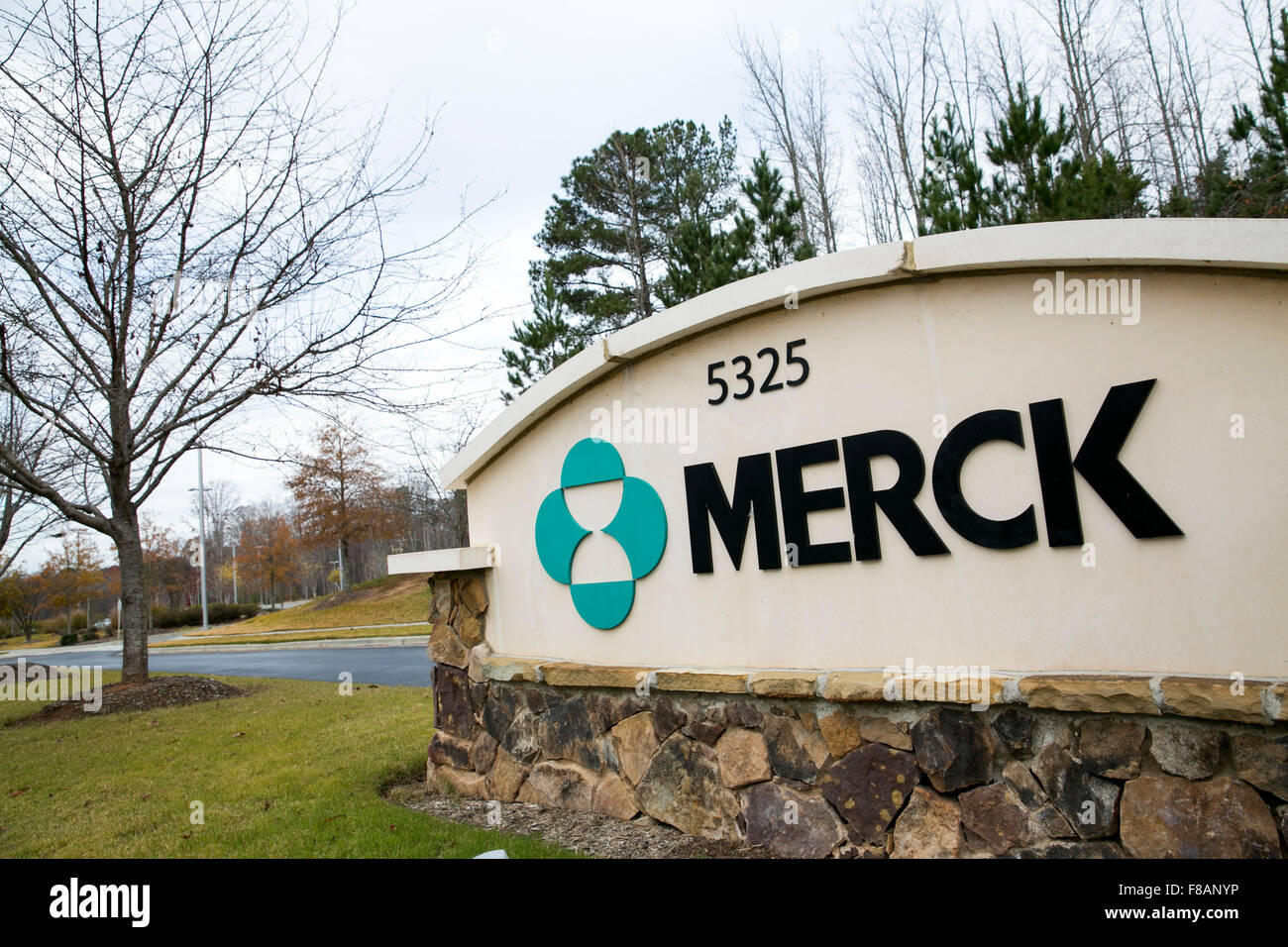 A logo sign outside of a facility occupied by Merck & Co., Inc., in ...