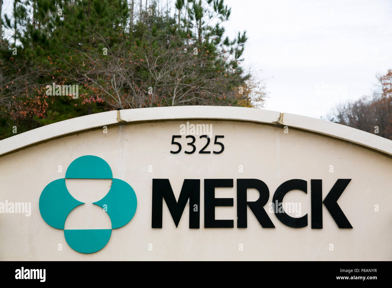 A logo sign outside of a facility occupied by Merck & Co., Inc., in ...