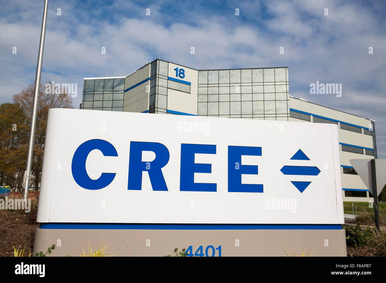 A logo sign outside of the headquarters of Cree, Inc., in Durham, North ...