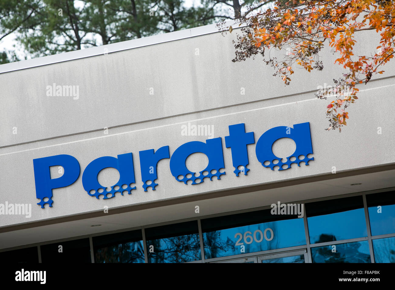 A logo sign outside of the headquarters of Parata Systems in Durham ...