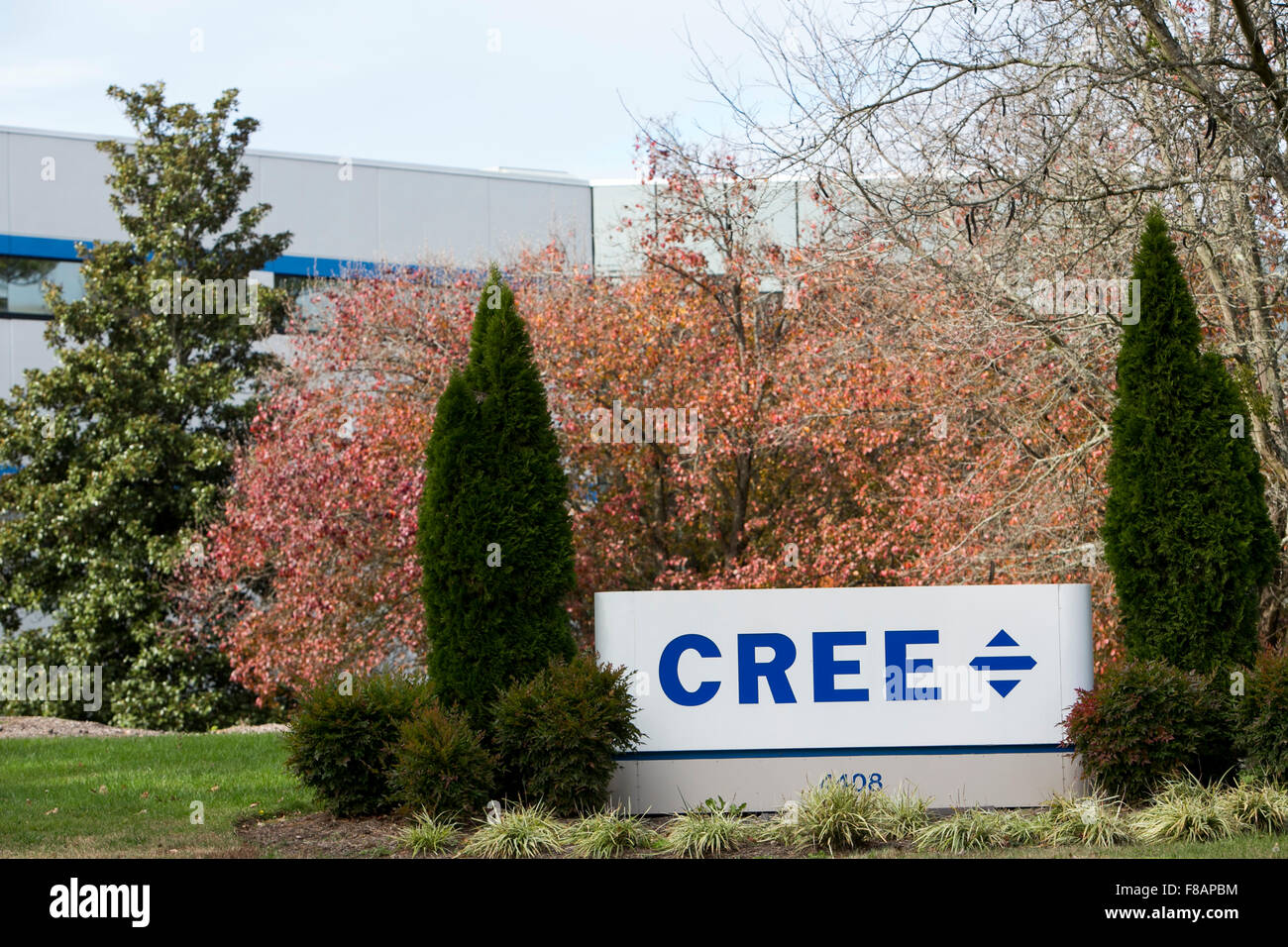 A logo sign outside of the headquarters of Cree, Inc., in Durham, North ...