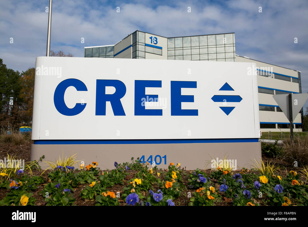 A logo sign outside of the headquarters of Cree, Inc., in Durham, North ...