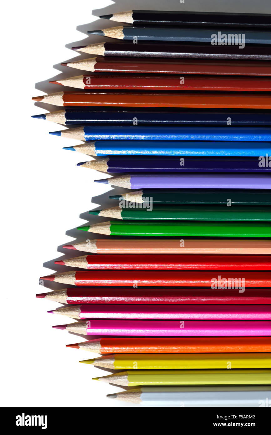 children education concept with colorful wooden pen isolated on white ...