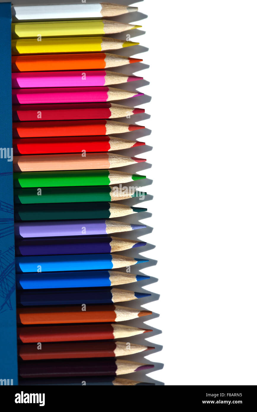 children education concept with colorful wooden pen isolated on white ...