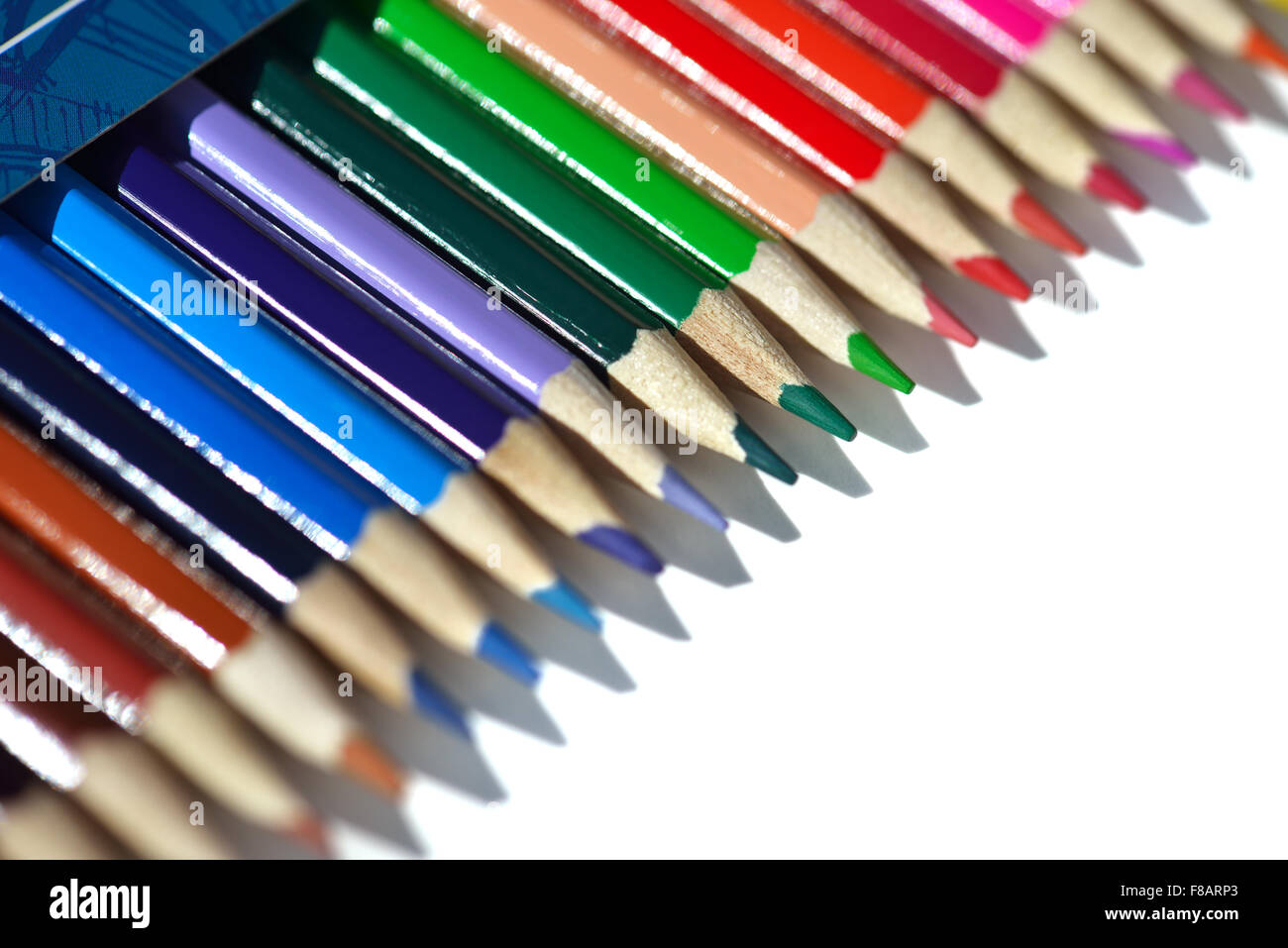 children education concept with colorful wooden pen isolated on white ...