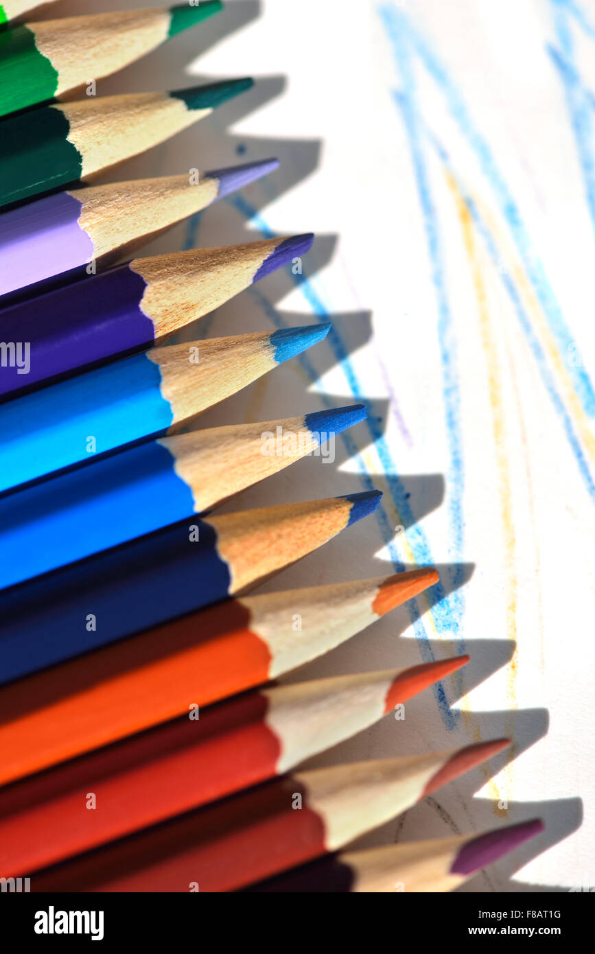 children education concept with colorful wooden pen isolated on white ...