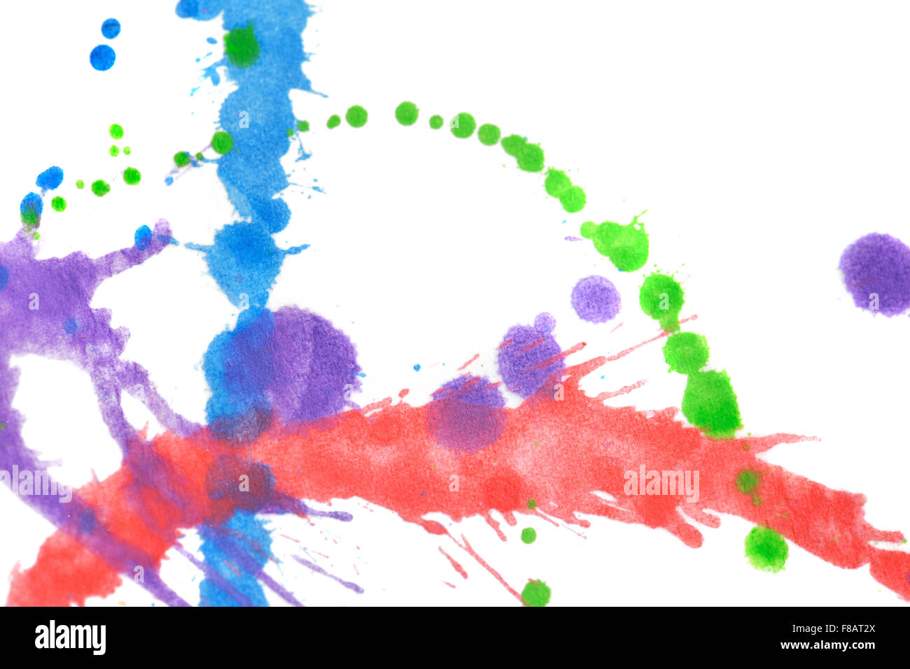 Colored splashes in abstract shape, isolated on white background Stock ...