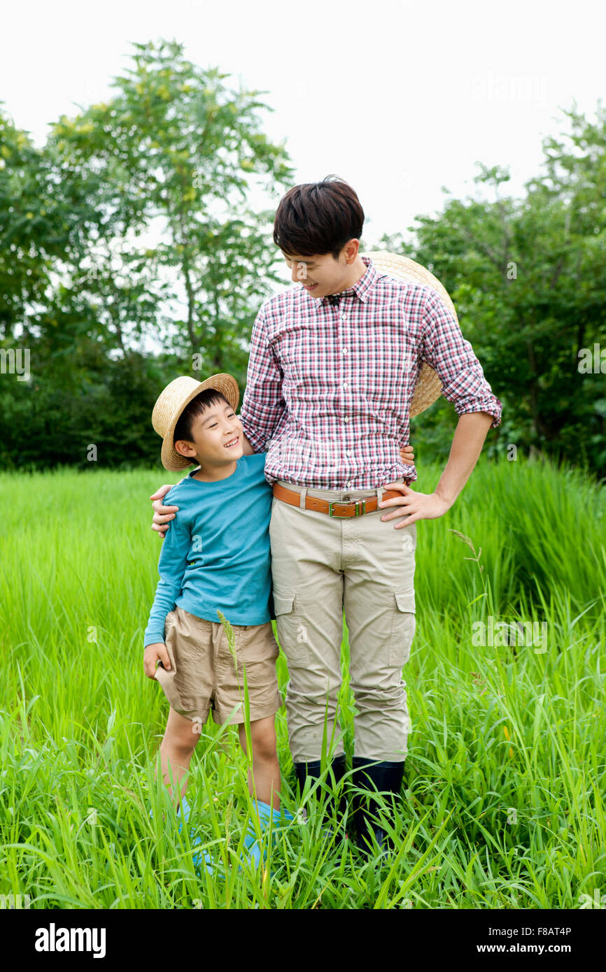 Father boy child standing hi-res stock photography and images - Alamy