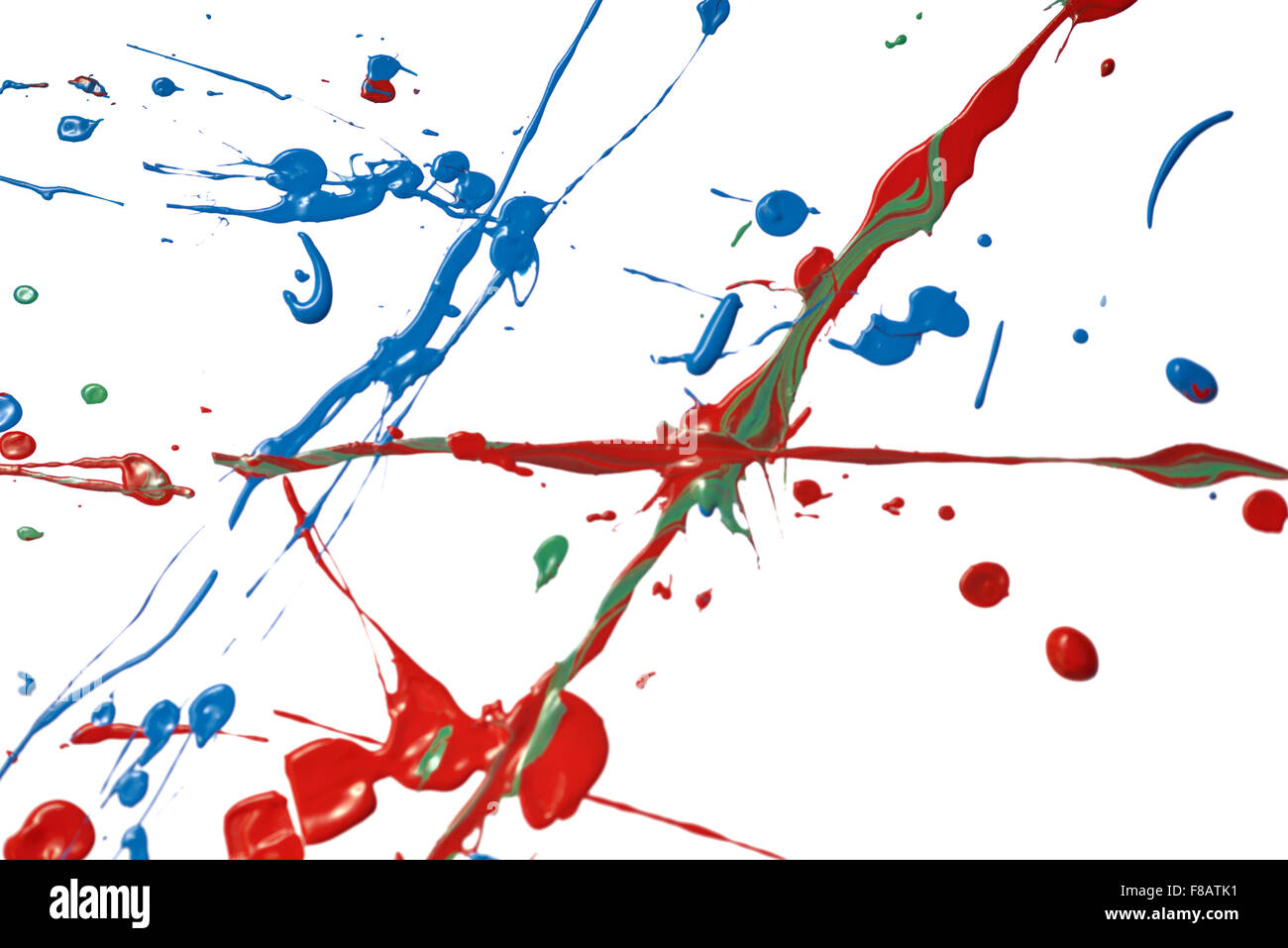 Colored splashes in abstract shape, isolated on white background Stock ...