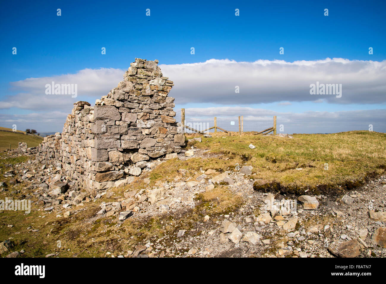 Ruins of abandoned copper mines in landscape in Peak District in Uk ...
