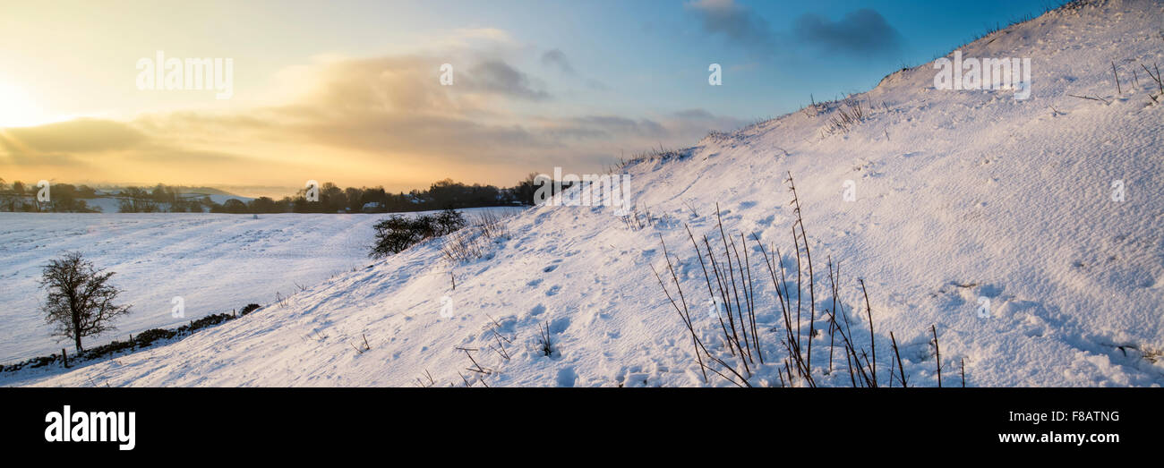 Stunning Winter panorama landscape snow covered countryside with ...