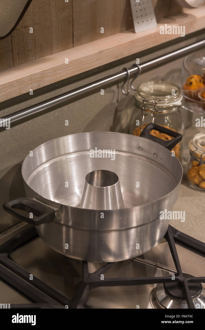 A metal pie pan in the kitchen Stock Photo - Alamy