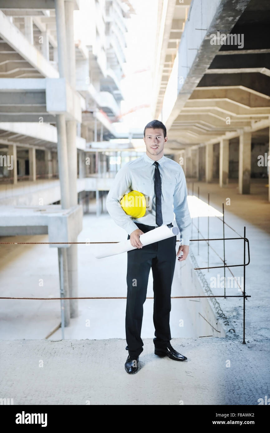 business man Architect engineer manager at construction site project ...