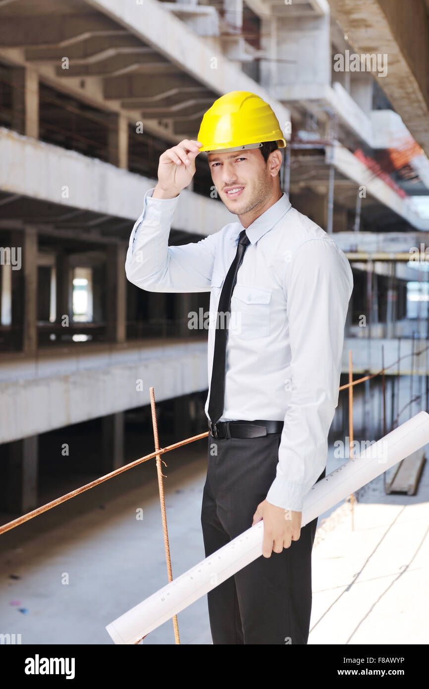 business man Architect engineer manager at construction site project ...